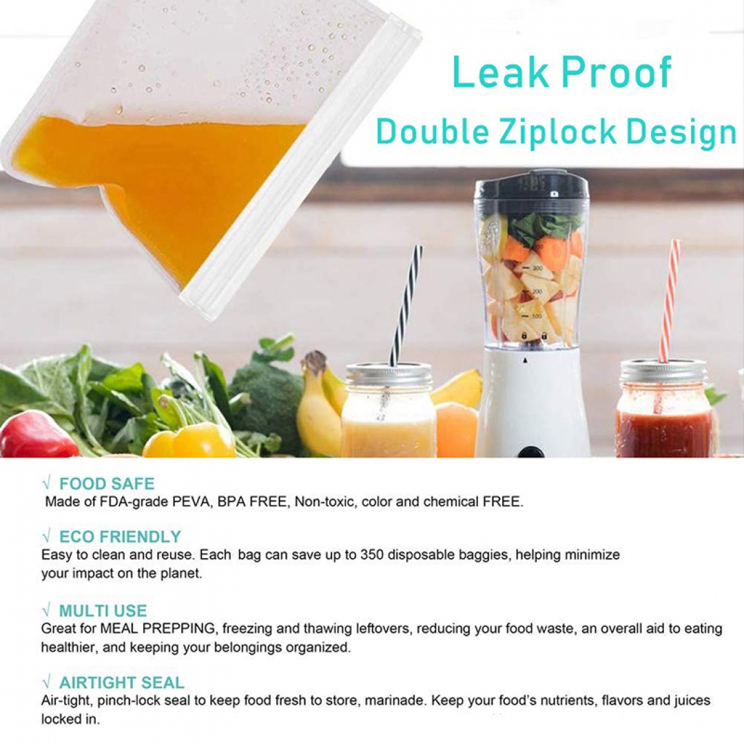 Reusable Silicone Leakproof Food Storage Ziplock Bag – FEJJ MALL