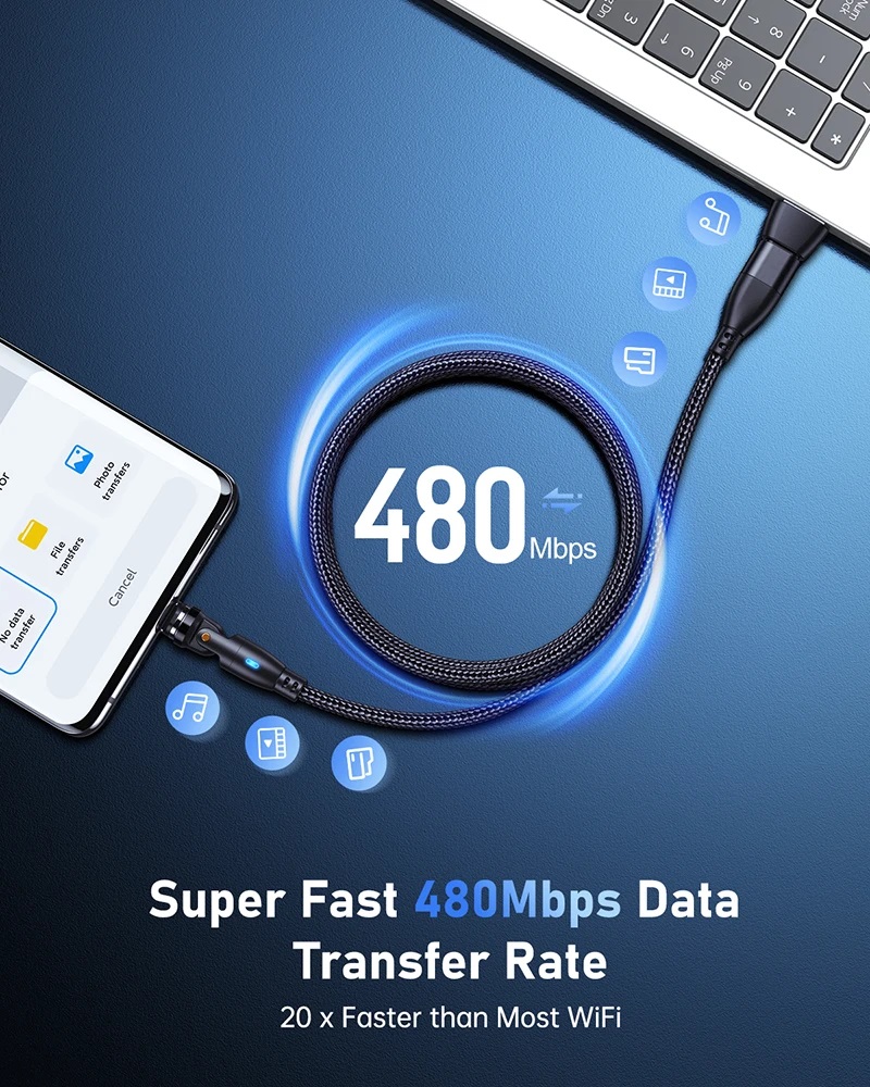 540° Rotating Magnetic Fast Charger Cable – FEJJ MALL